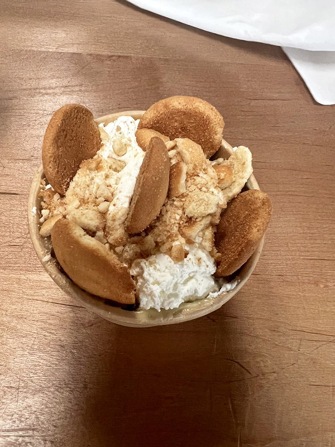 Banana pudding with Nilla wafers – the dessert equivalent of a warm hug from your grandmother, if your grandmother were a pastry chef.