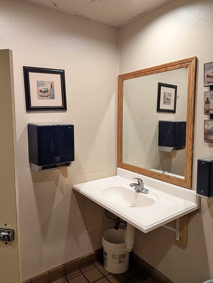 Even the restroom maintains the restaurant's unpretentious charm – because great barbecue joints focus their artistry on the plate, not the powder room.