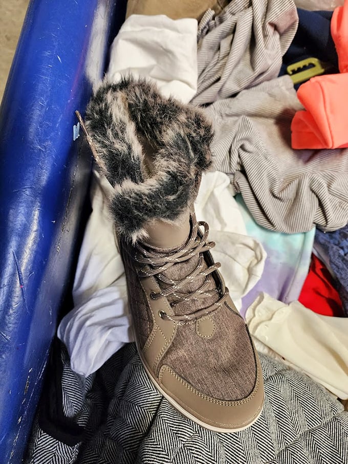 Winter-ready and waiting for new adventures. This fur-trimmed boot might soon be trudging through Delaware snow on different feet.