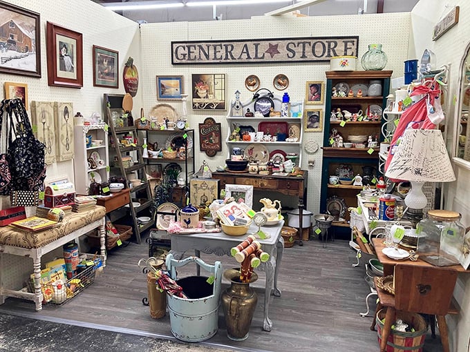 The "General Store" booth perfectly captures the flea market spirit—a little bit of everything you didn't know you needed until this very moment.