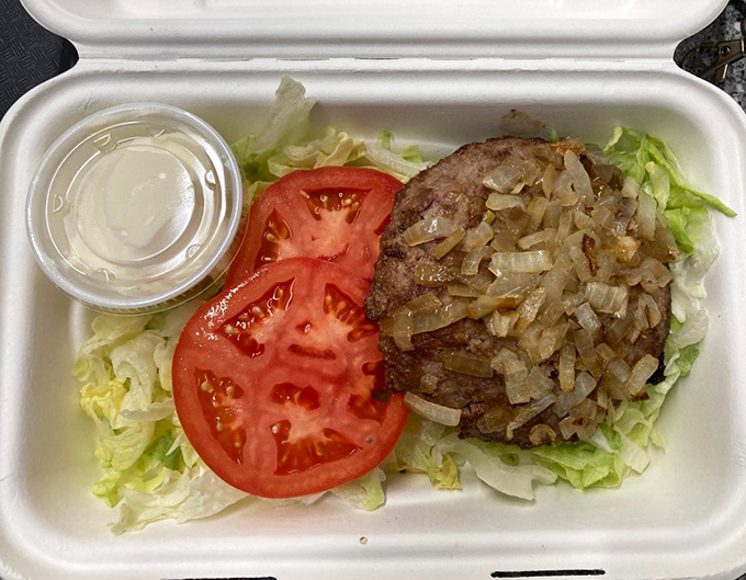 The protein plate for carb-counters who refuse to sacrifice flavor. All the burger goodness without the bun—a delicious compromise.