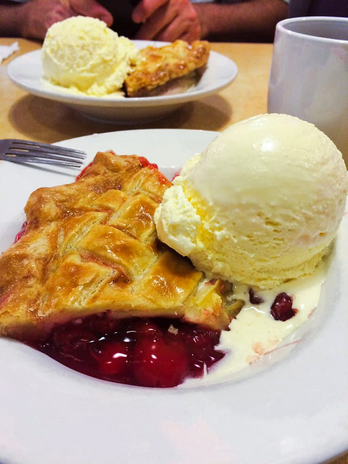 Cherry pie à la mode—where fruit technically counts as a serving of produce, making this practically a health food. At least that's what I tell myself.