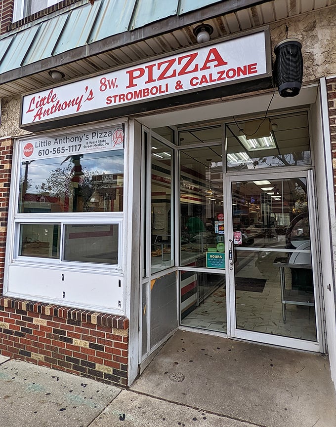 The entrance that countless locals have pushed through in pursuit of pizza perfection. Little Anthony's doorway is a portal to some of Pennsylvania's finest Italian-American fare.