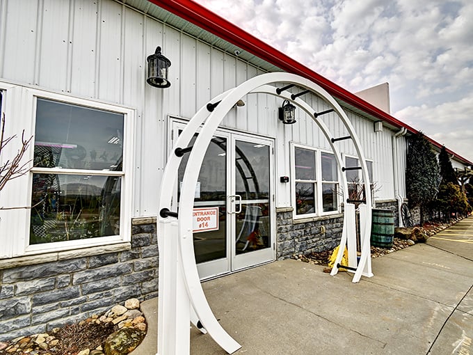 Even the entrance makes a statement with its distinctive arch—a portal promising adventures in bargain hunting beyond ordinary retail experiences.