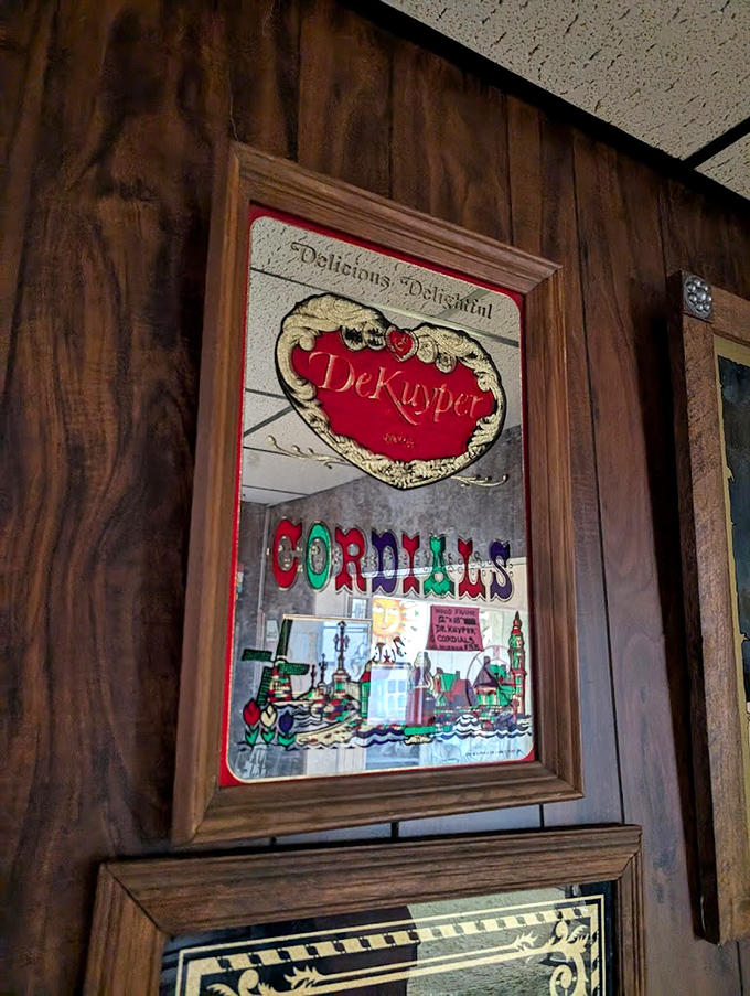 Vintage advertising mirrors reflect a time when graphics weren't created with an app. "Delicious Delightful" indeed—just like this entire store.