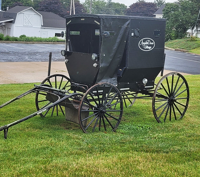 An authentic Amish buggy reminds visitors of the cultural traditions behind the cuisine. This isn't just dinner—it's a glimpse into a different way of life.