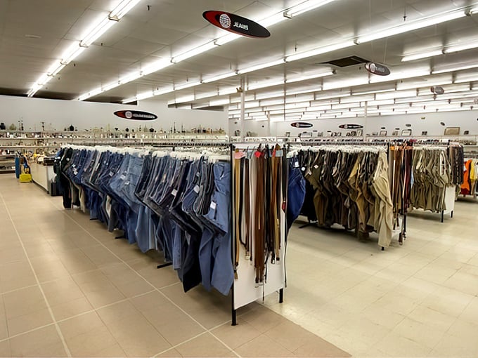 Denim heaven for the patient shopper—rows of pre-worn jeans that have already done the hard work of breaking in for you.