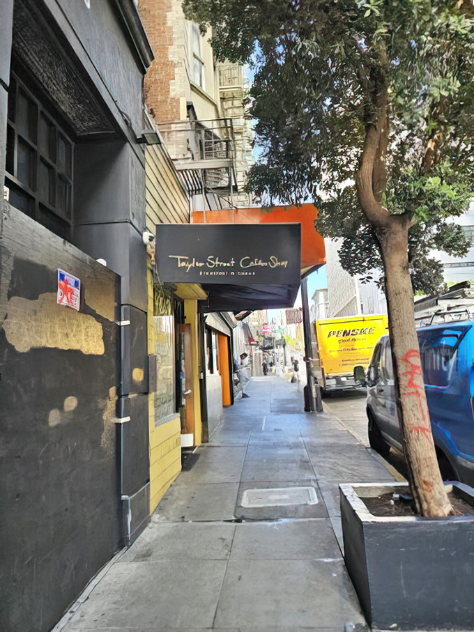 From the sidewalk, you might walk right past this culinary gem. The narrow entrance is San Francisco in a nutshell – unassuming, space-conscious, and hiding greatness.