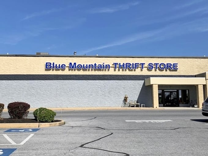 Blue skies match blue signage at this Palmyra landmark. The parking lot is never empty for long – Pennsylvania's treasure hunters know where to find gold.