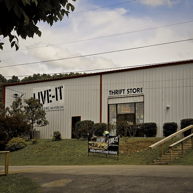 The LIVE-IT mission statement proudly displayed: "Building community through relationships." More than just a store—it's a cornerstone of local connection.