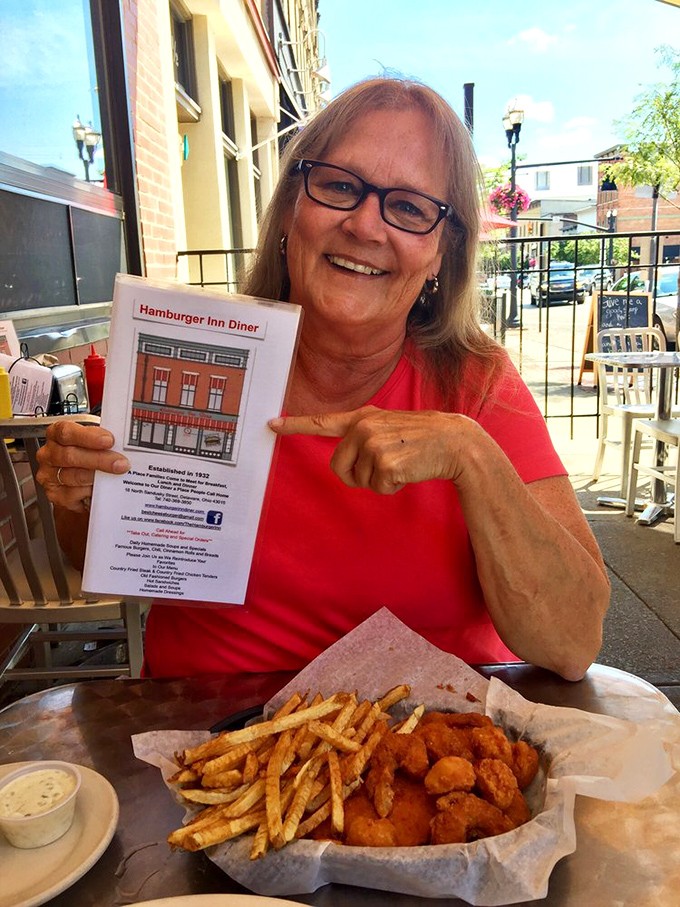 The outdoor view reminds you that good food tastes even better with fresh Ohio air.
