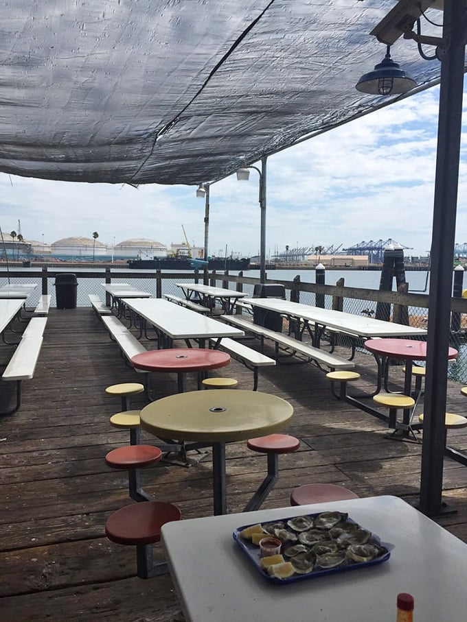 Waterfront dining with a view of working docks—because great seafood tastes even better with ocean air.