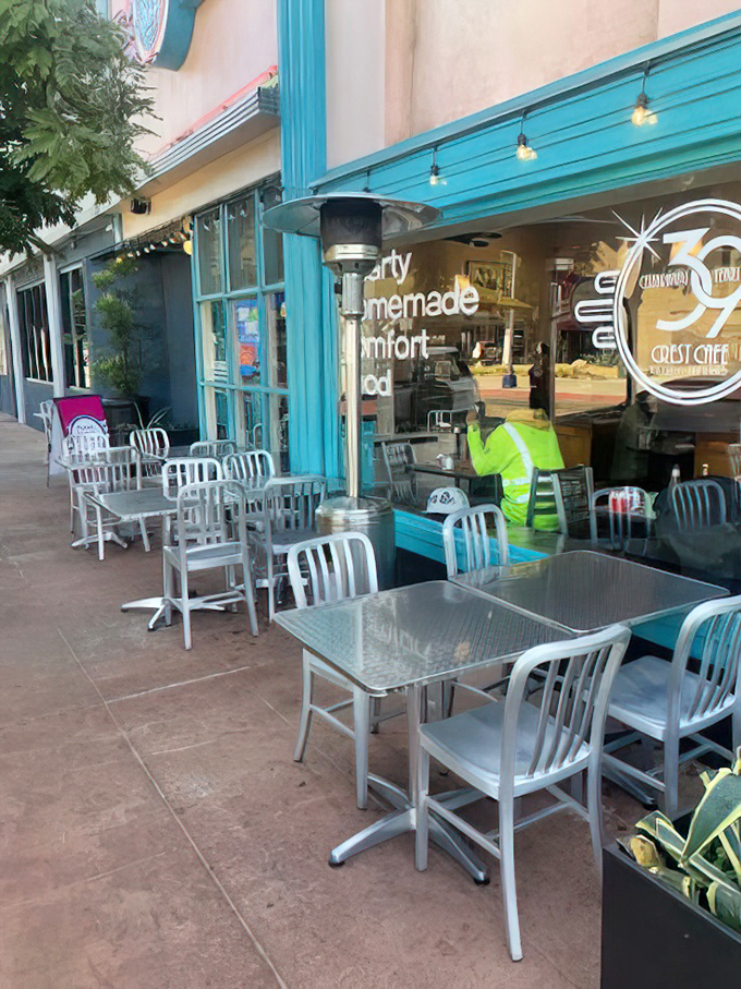 The sidewalk seating offers prime people-watching with your pancakes—San Diego's perfect indoor-outdoor lifestyle distilled into a breakfast experience.
