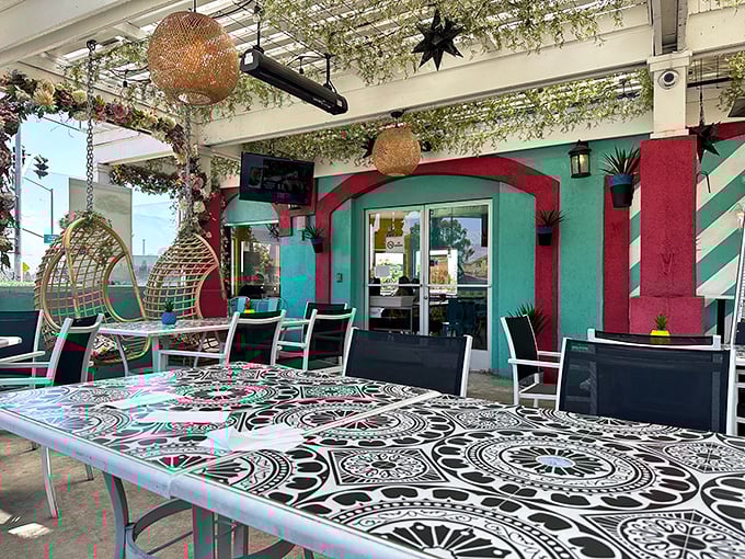 The outdoor patio offers a breezy spot to savor your tacos while soaking up that famous San Diego sunshine.
