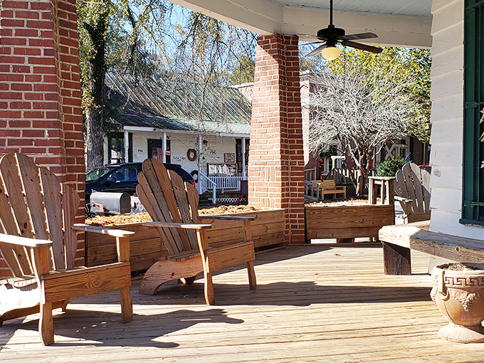 Adirondack chairs on the porch invite you to sit a spell, digest your meal, and contemplate a second helping—because you know you want one.