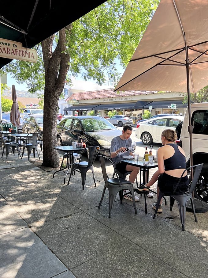 Shaded outdoor tables offer prime people-watching with your pancakes, where Calistoga's laid-back wine country vibe mingles perfectly with breakfast aromas.