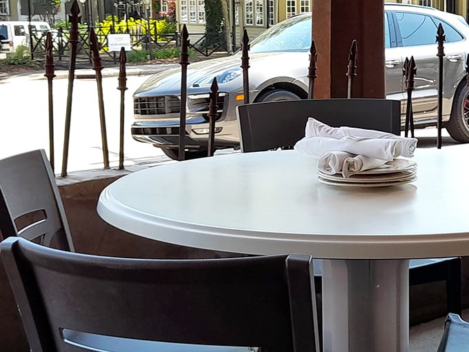 Window-side tables offer prime people-watching with your pasta—the original dinner theater since restaurants were invented.