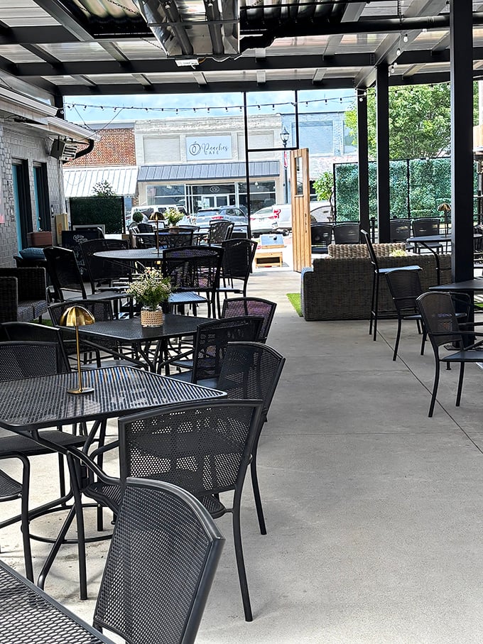 The outdoor seating area offers a breath of fresh air without sacrificing that essential Fenders experience – comfort with a side of people-watching.