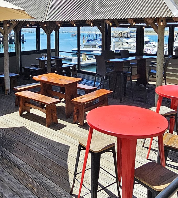 Outdoor dining lets ocean breezes season your meal while seagulls provide the soundtrack to coastal perfection.