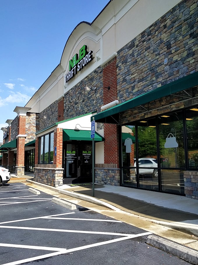 The welcoming exterior promises adventure inside, where Georgia's savviest shoppers come to hunt for bargains under the bright blue sky.