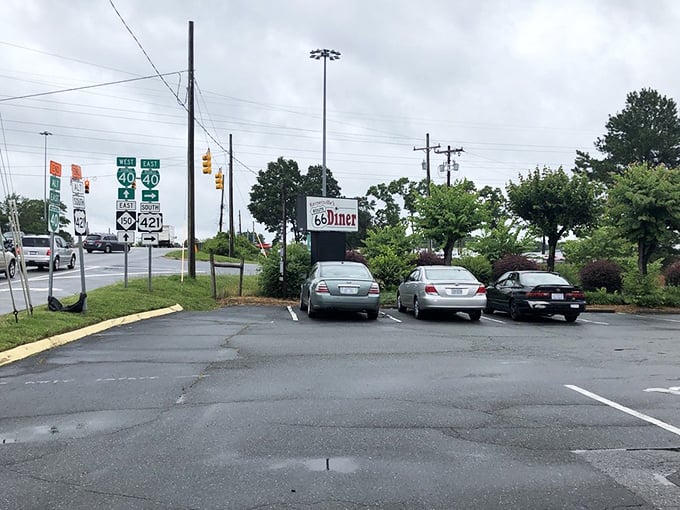 Even the parking lot tells a story – where locals and travelers converge, drawn by the universal language of good food.