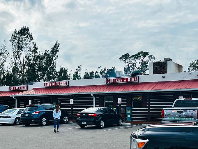 The parking lot—where you arrive hungry and leave with your pants mysteriously tighter and your soul undeniably happier.