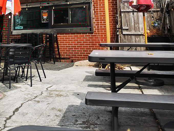 Al fresco dining, Ray Ray's style. These picnic tables have witnessed countless barbecue epiphanies and sauce-stained shirts – silent witnesses to moments of pure food joy.