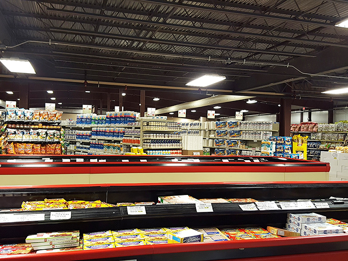 Wide aisles and well-stocked shelves stretch toward the horizon, a landscape of affordable abundance that makes grocery shopping feel like a victory lap.