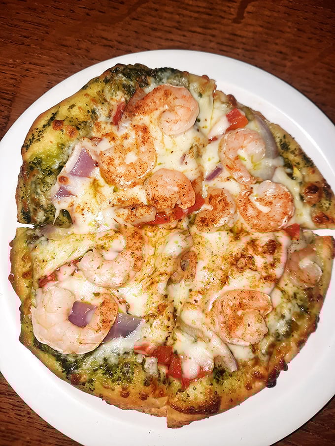 Shrimp pizza – because sometimes Ohio surprises you in the most delicious ways possible.