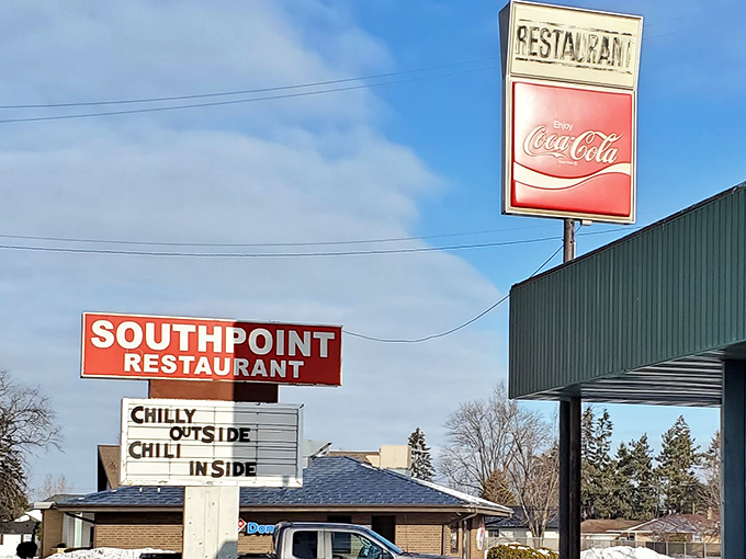 "Chilly Outside, Chili Inside" – the kind of dad joke signage that tells you you're in for comfort food that actually comforts.