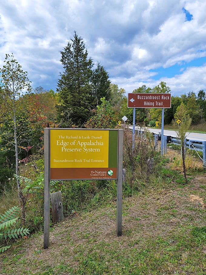 The entrance sign stands as both invitation and promise—beyond this point lies an Ohio adventure that rivals anything in those fancy travel magazines.
