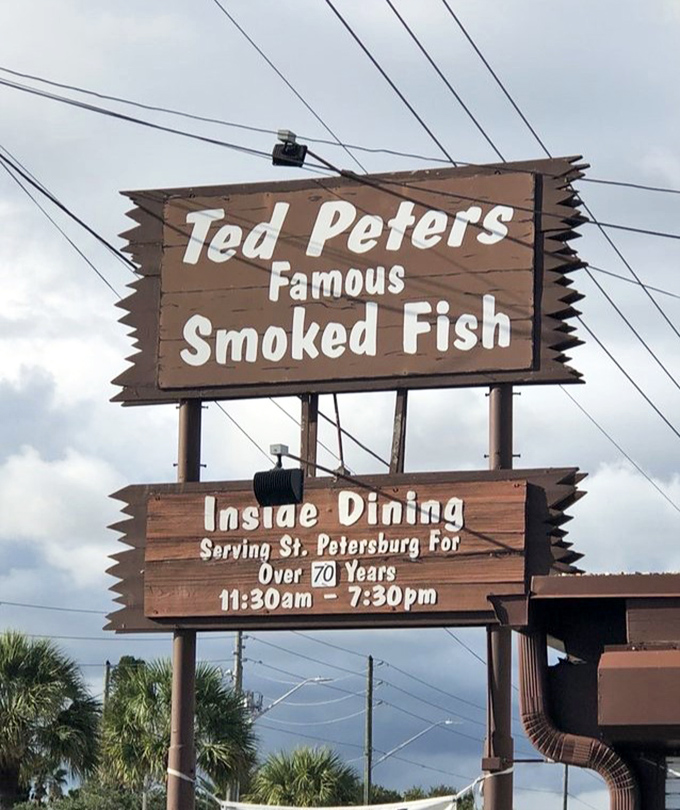 A sign that's become a St. Petersburg landmark—guiding hungry travelers to smoked fish nirvana for over 70 years.