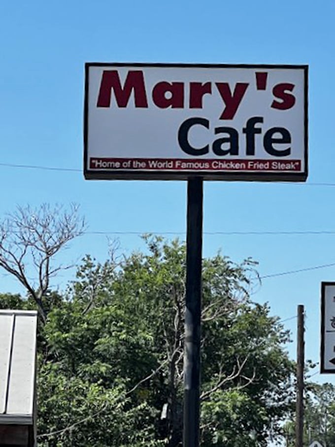 The sign doesn't lie – "World Famous Chicken Fried Steak" isn't Texan hyperbole, it's a promise that's kept with every crispy, gravy-smothered bite.
