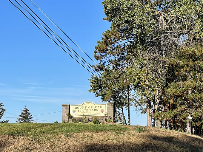 The park entrance sign stands as a humble gatekeeper to adventures that have been quietly waiting for your discovery.
