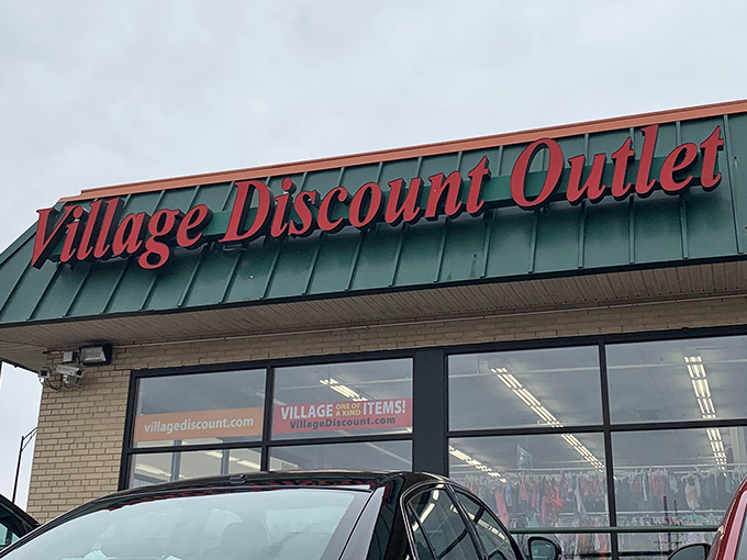 That iconic green roof and red lettering – a beacon of bargains that's become a landmark for the thrift-savvy shopper.