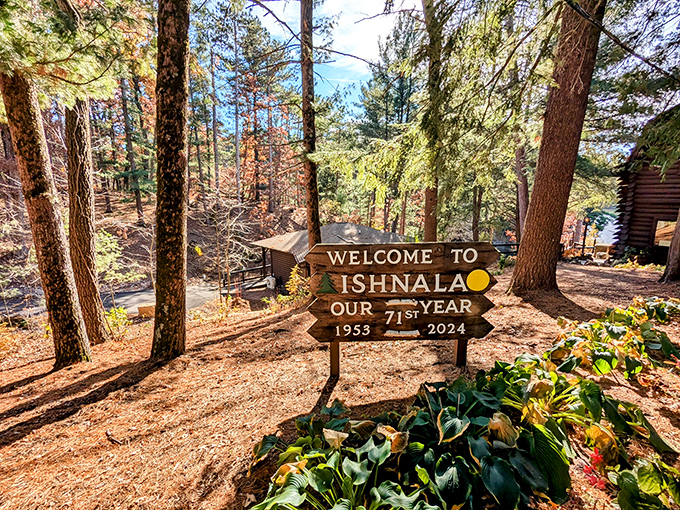 Seventy-one years and counting—this wooden sign doesn't just mark an entrance, it welcomes you to a living piece of Wisconsin history.