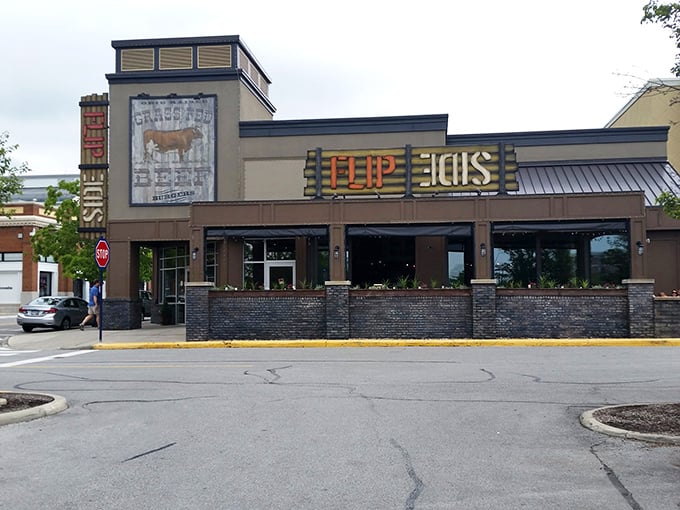 From this angle, Flip Side looks almost modest—a classic case of culinary understatement. Behind those windows lies a world of flavor that exceeds all expectations.