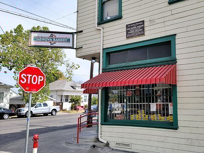 The storefront might look unassuming, but that stop sign is appropriate—you'd be committing a culinary crime if you drove past without stopping.