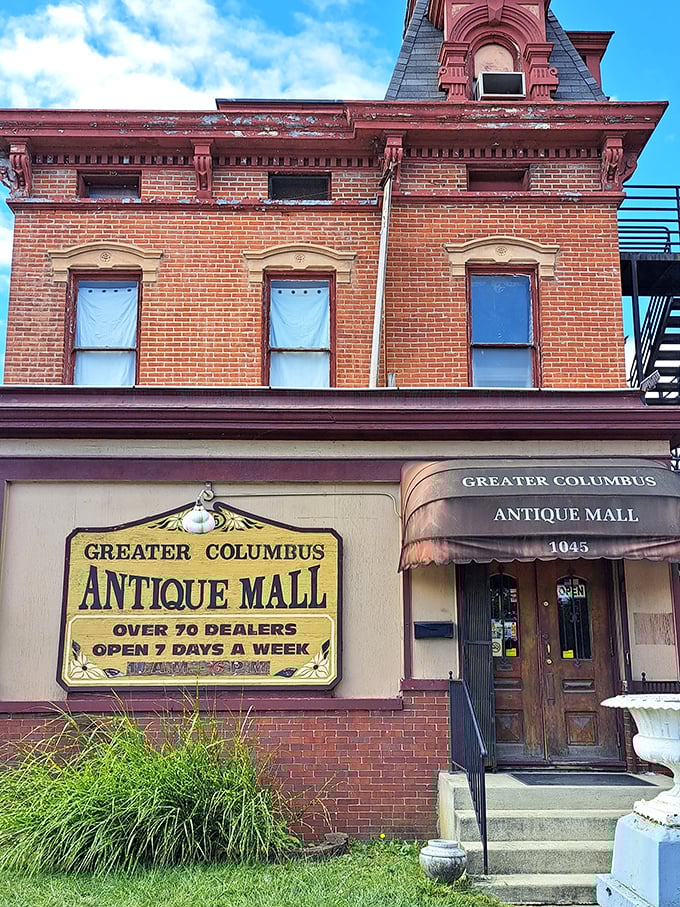 The historic facade says it all—over 70 dealers and open daily. This brick beauty houses generations of American memories waiting for adoption.