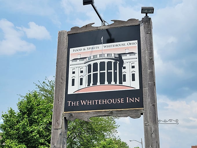 The sign announces your arrival at a true Ohio institution – where the name may reference the White House, but the experience is purely heartland.