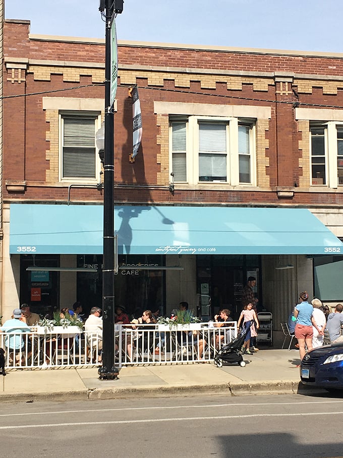 The street view that has launched a thousand brunch plans. That line of people? Not a coincidence—they're the smart ones.