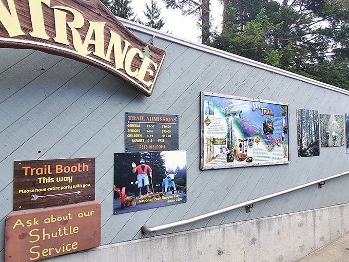 The entrance signage – where your wallet gets lighter but your day gets considerably more interesting. Worth every penny!