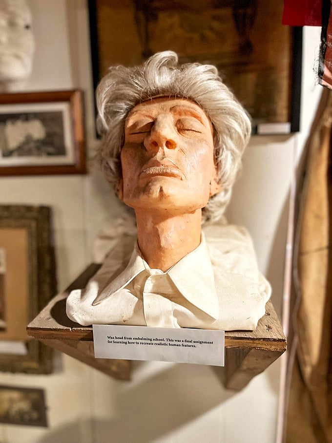 This wax head from embalming school reminds us that even morticians had homework—and their practice tests are fascinatingly macabre.