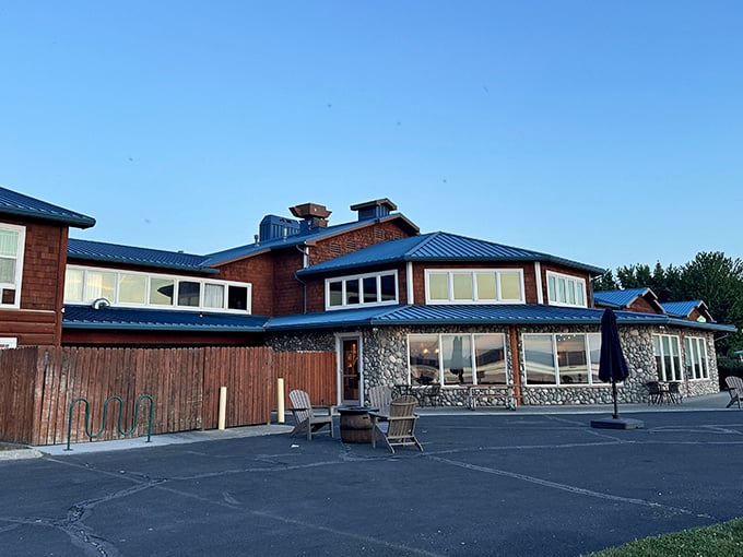 Boardman's waterfront location offers spectacular views across the Columbia River, with mountains framing the horizon beyond.