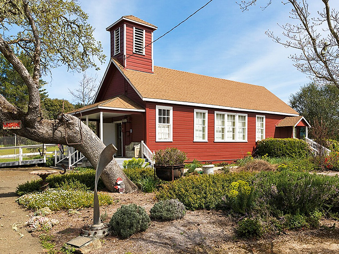 The red schoolhouse of Boonville has educated generations of local children, a bright spot in this rural landscape.