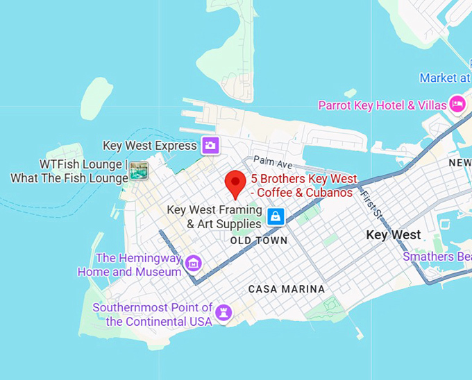 16. 5 brothers key west coffee & cubanos map