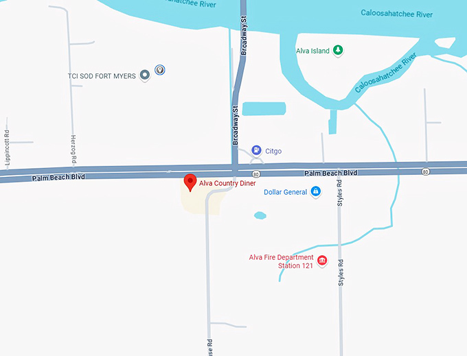 16. alva country diner map