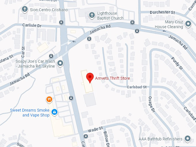 16. amvets thrift store (999 cardiff st) map