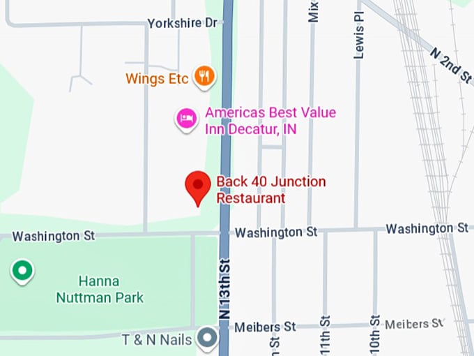 16. back 40 junction restaurant map