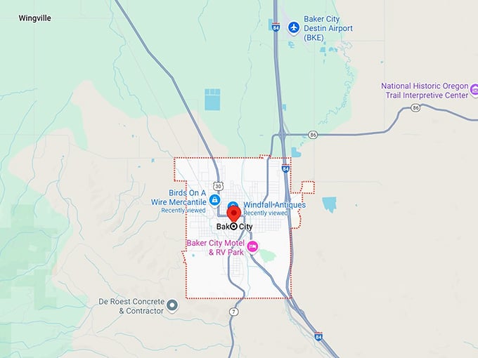 16. baker city, or map